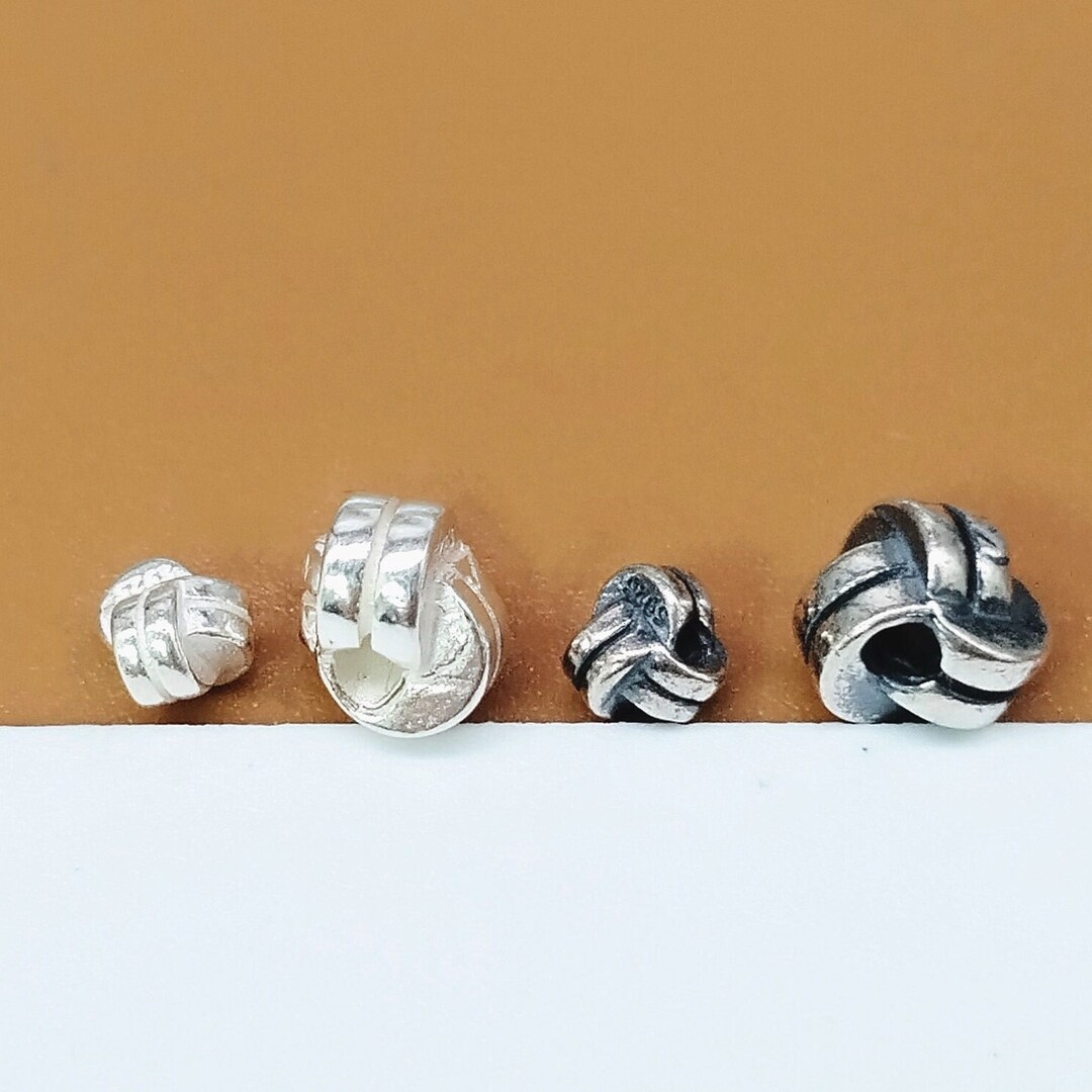 Sterling Silver Knot Bead, 925 Silver Weave Bead, Small Knot Bead ...
