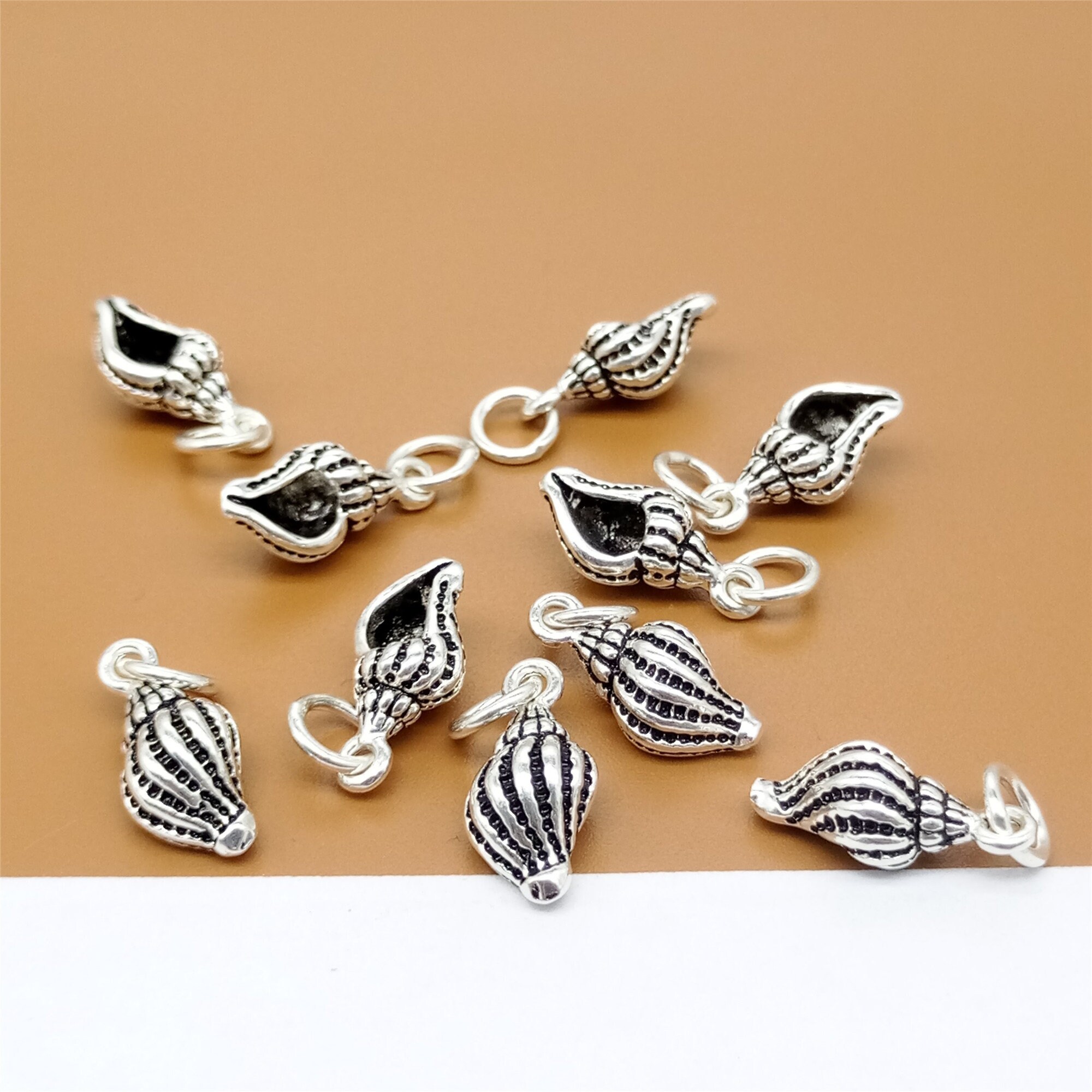 5 Sterling Silver Conch Charms Shiny Conch Shell Charms 925 | Etsy