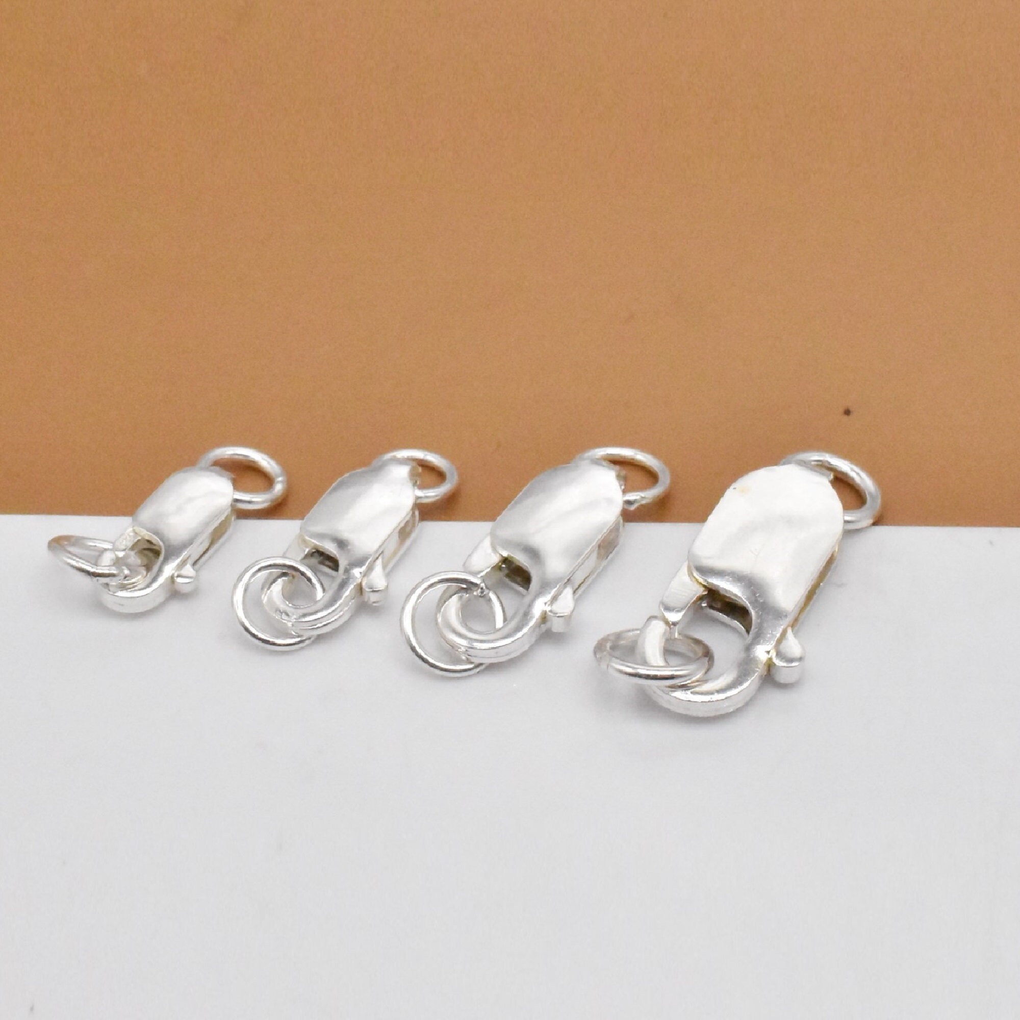 10 Sterling Silver Lobster Clasps with 2 Rings 925 Silver | Etsy