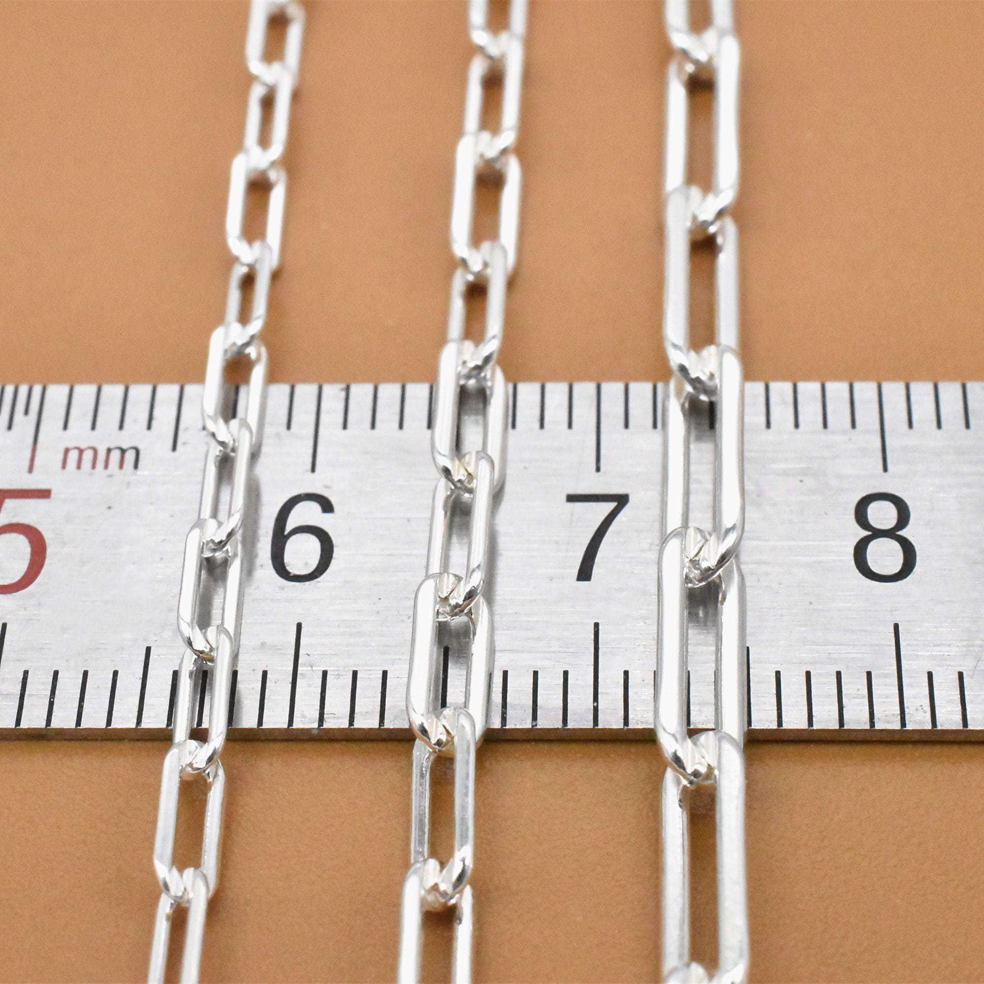 Sterling Silver Paper Clip Chain 925 Silver Paperclip Chain - Etsy