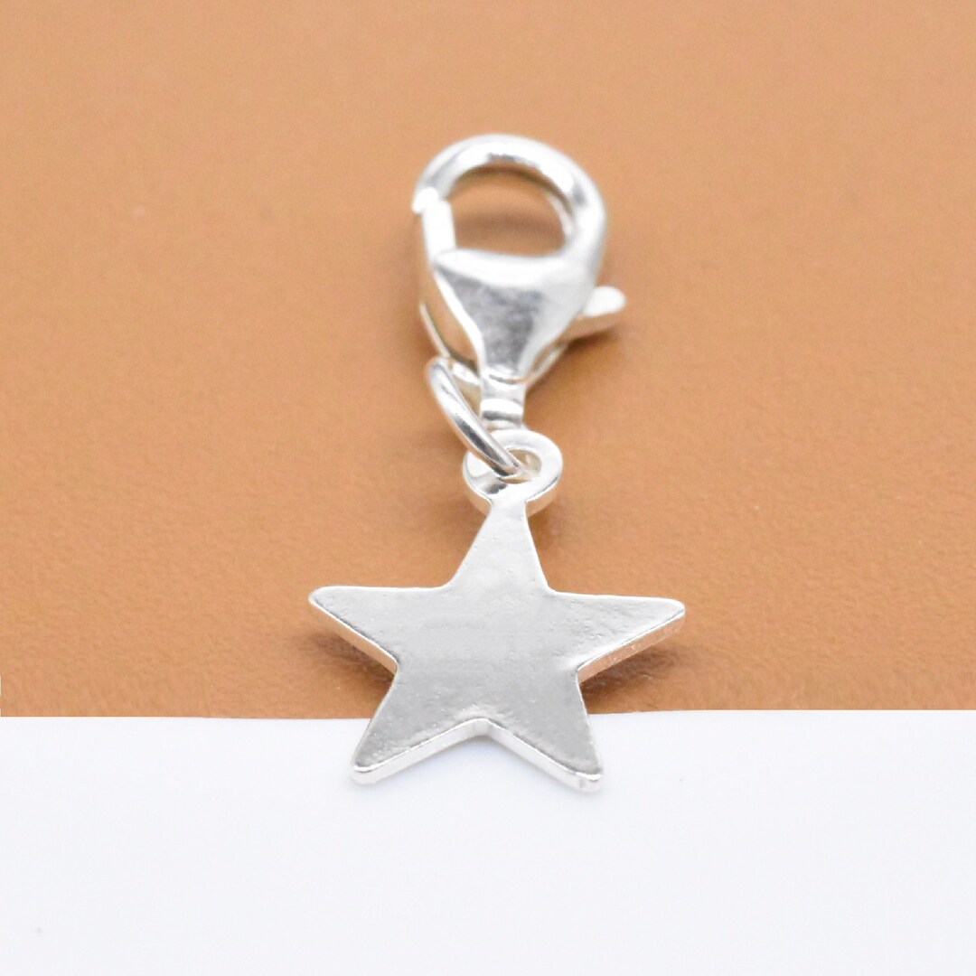 Sterling Silver Small Star Clip on Charm, 925 Silver Star Charm With ...