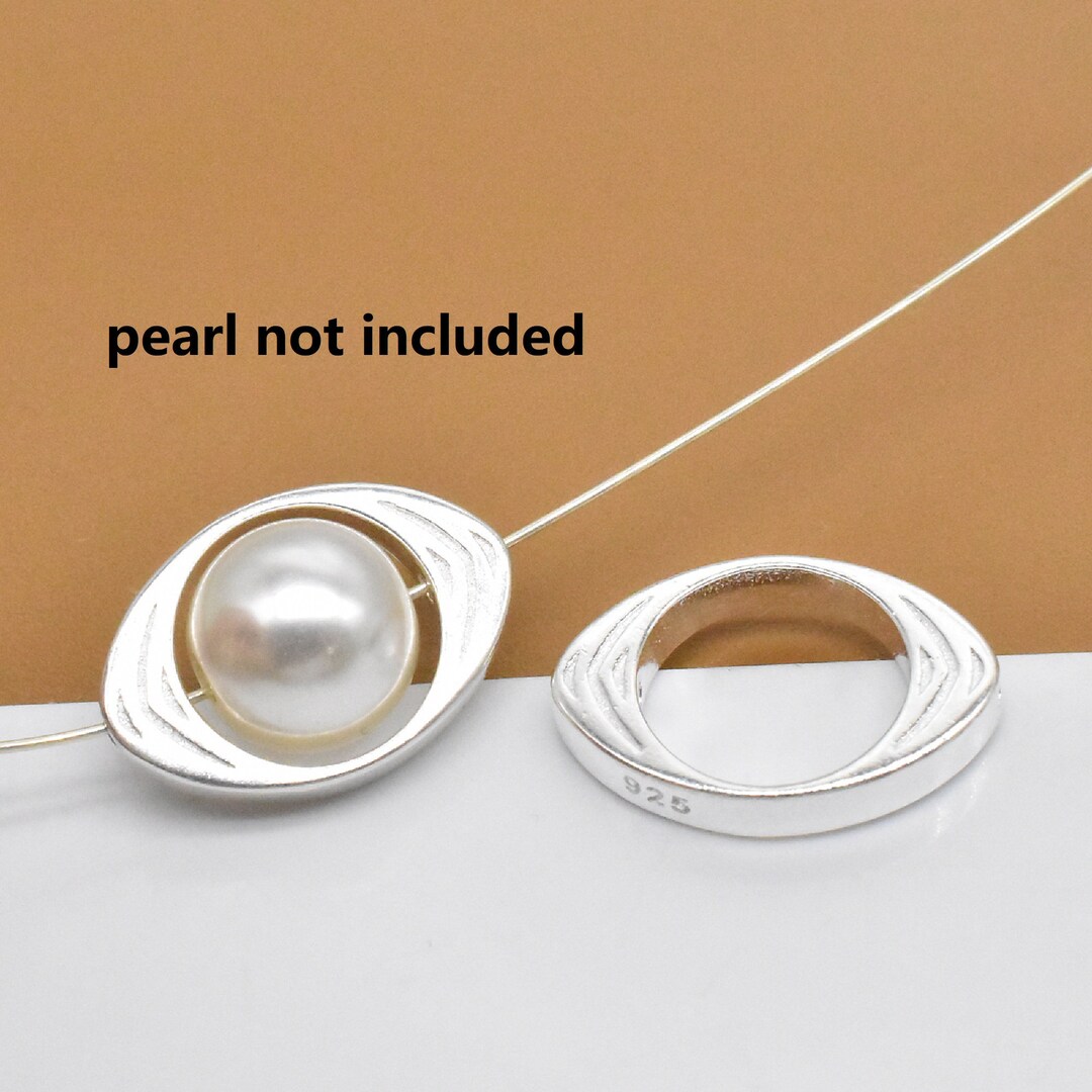 2 Sterling Silver Eye Bead Frames, 925 Silver Bead Frames, Eye Shape ...
