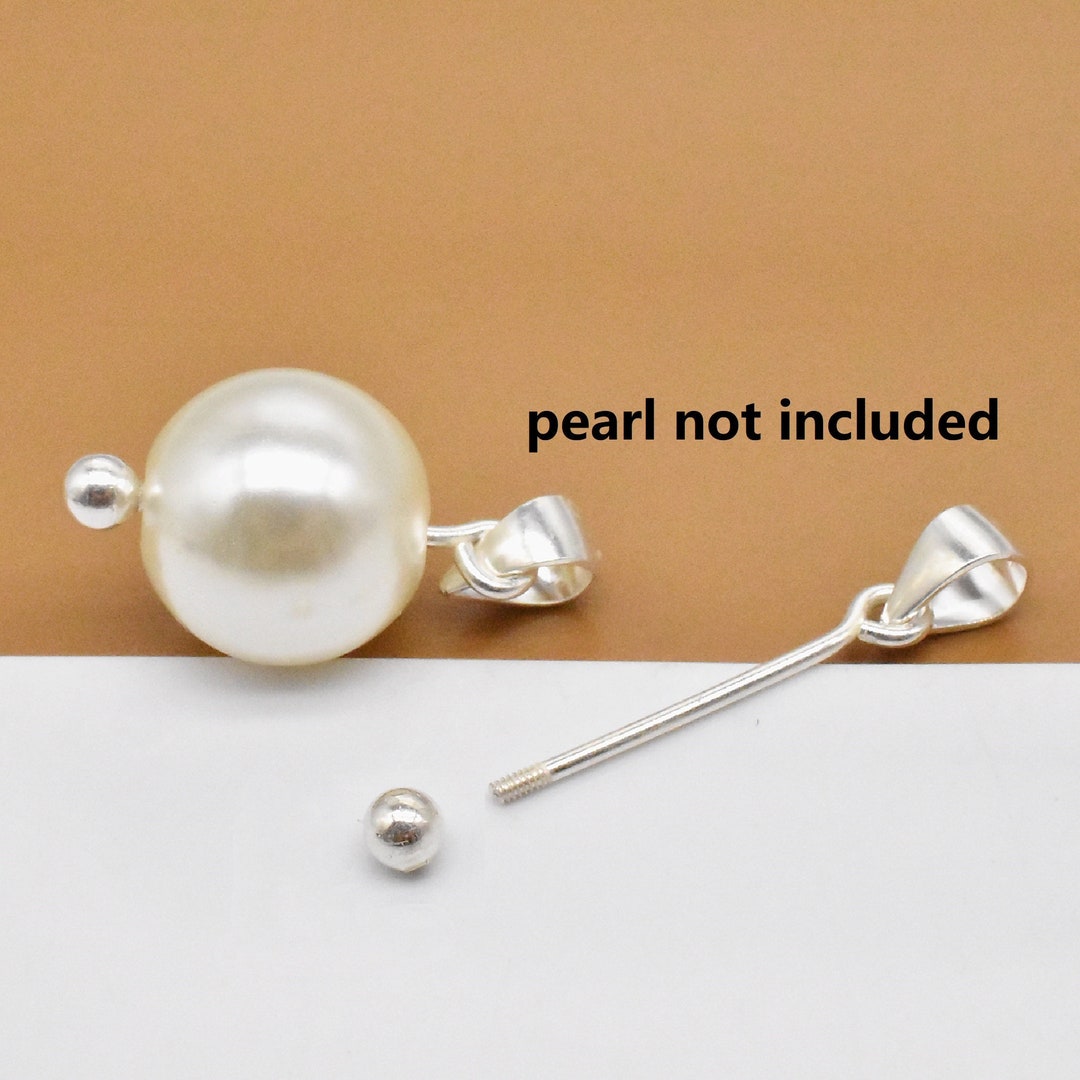 4 Sterling Silver Screw Pinch Bails With Ball End for Pearl, 925 Silver ...