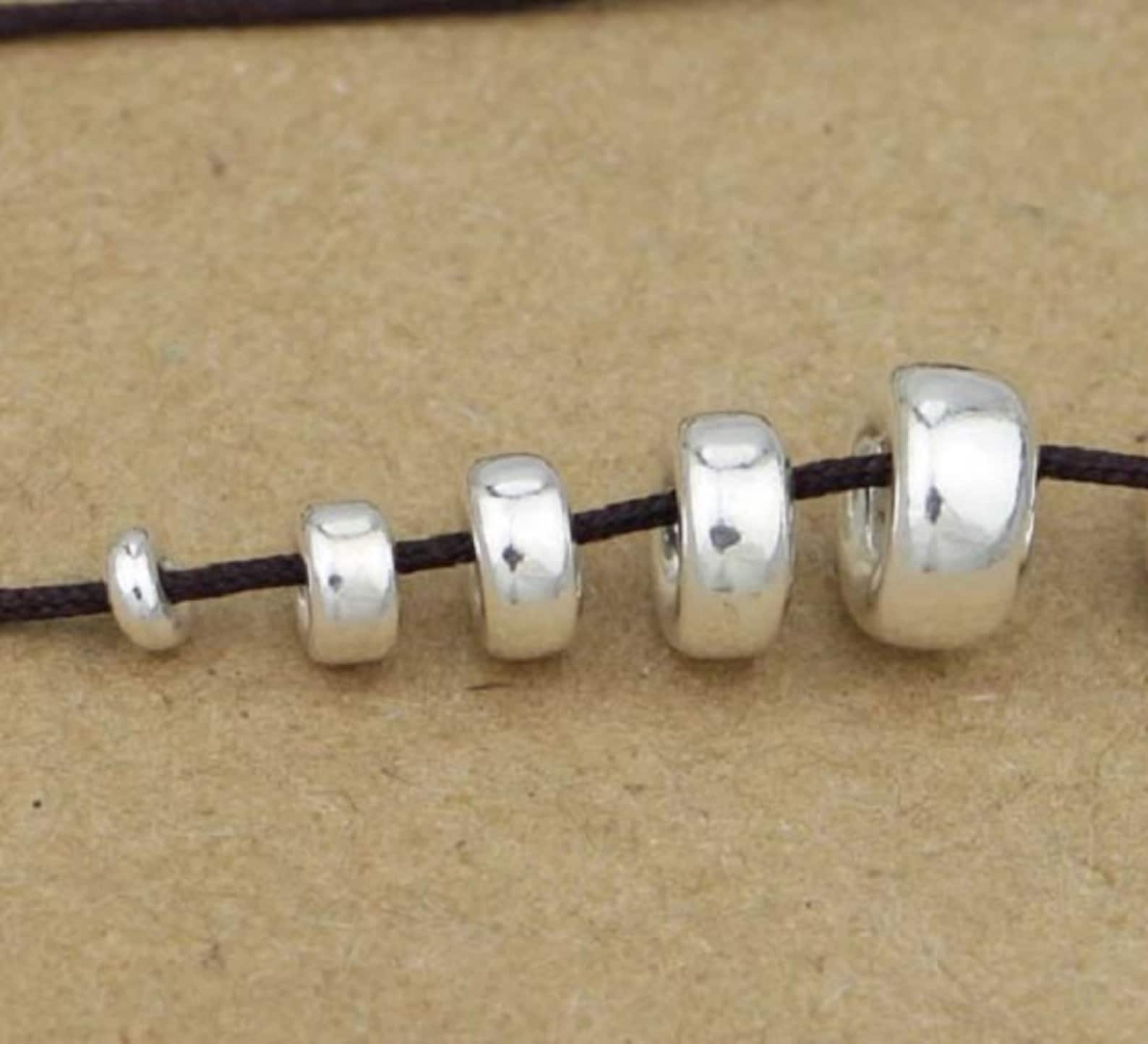 Sterling Silver Donut Bead, 925 Silver Donut Bead, Pony Bead, Tire Bead ...