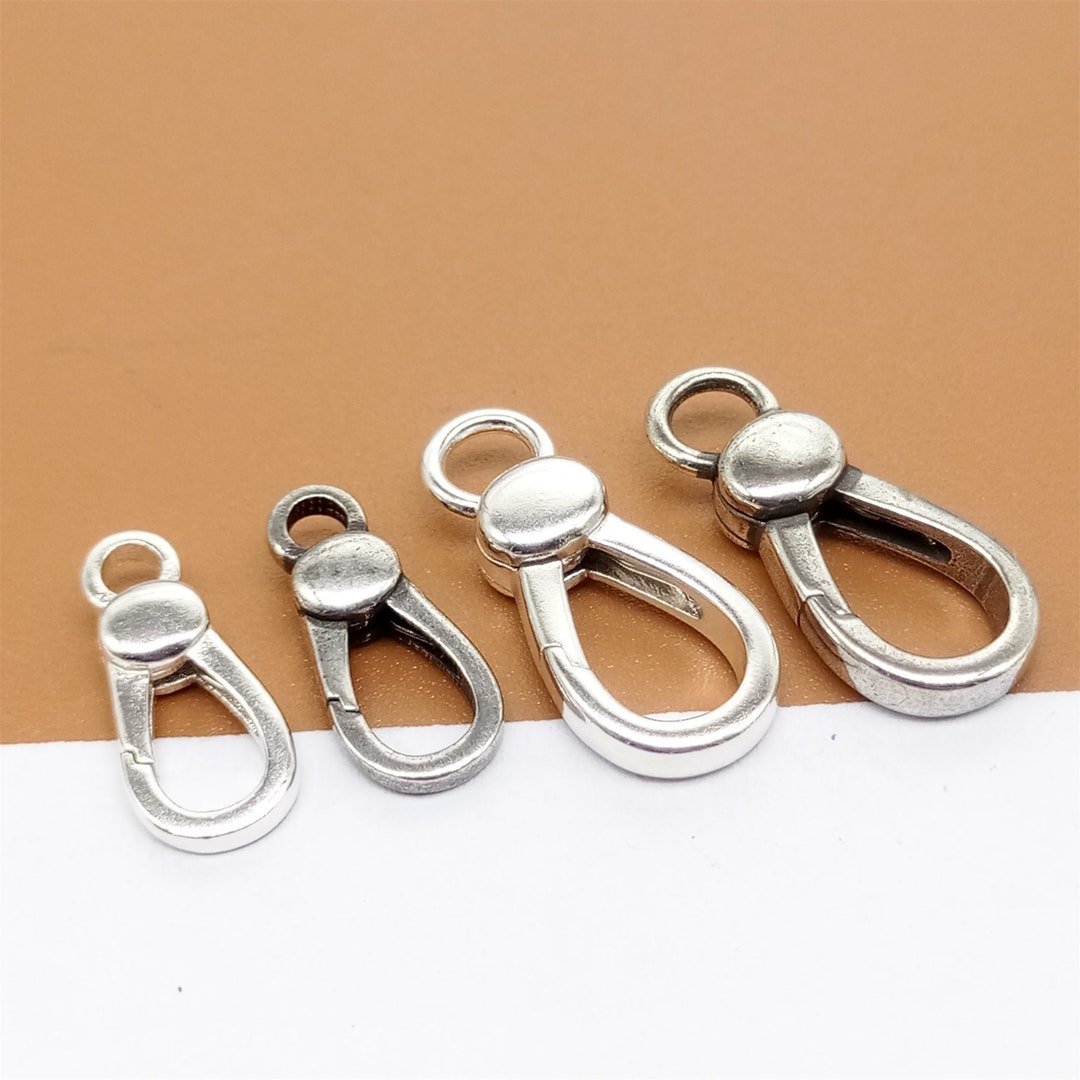 2 Sterling Silver Hinged Ring Push Clasps, 925 Silver Spring Gate Clasp ...