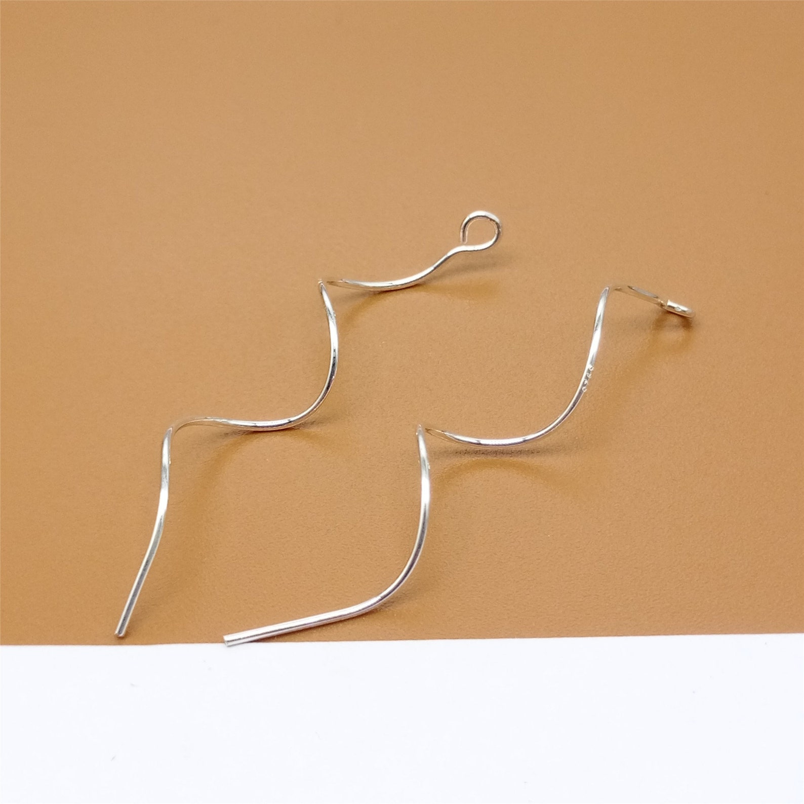 6 Pairs Sterling Silver Wave Wire Charms for Earring, Wave Ear Wire ...