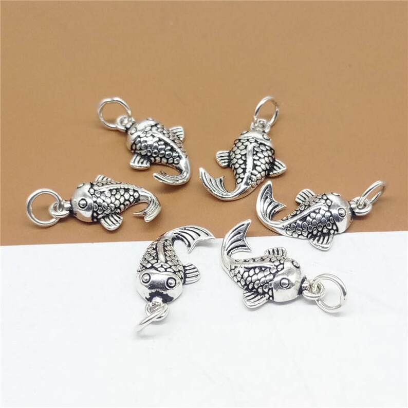 5 Sterling Silver Small Fish Charms Ocean Charm Sea Charm - Etsy