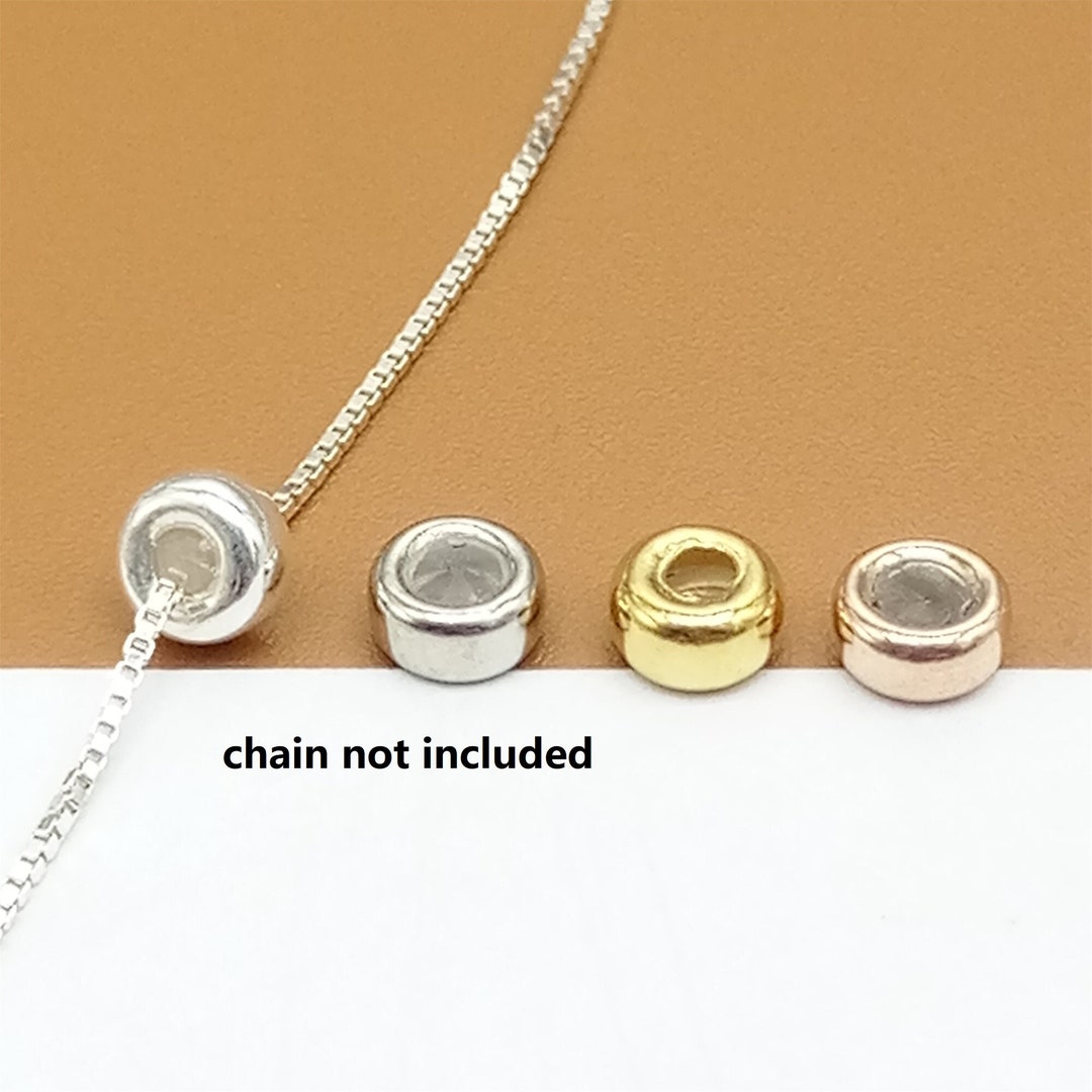 10 Sterling Silver Donut Silicone Beads, Gold Plated Stopper Bead, 925 ...
