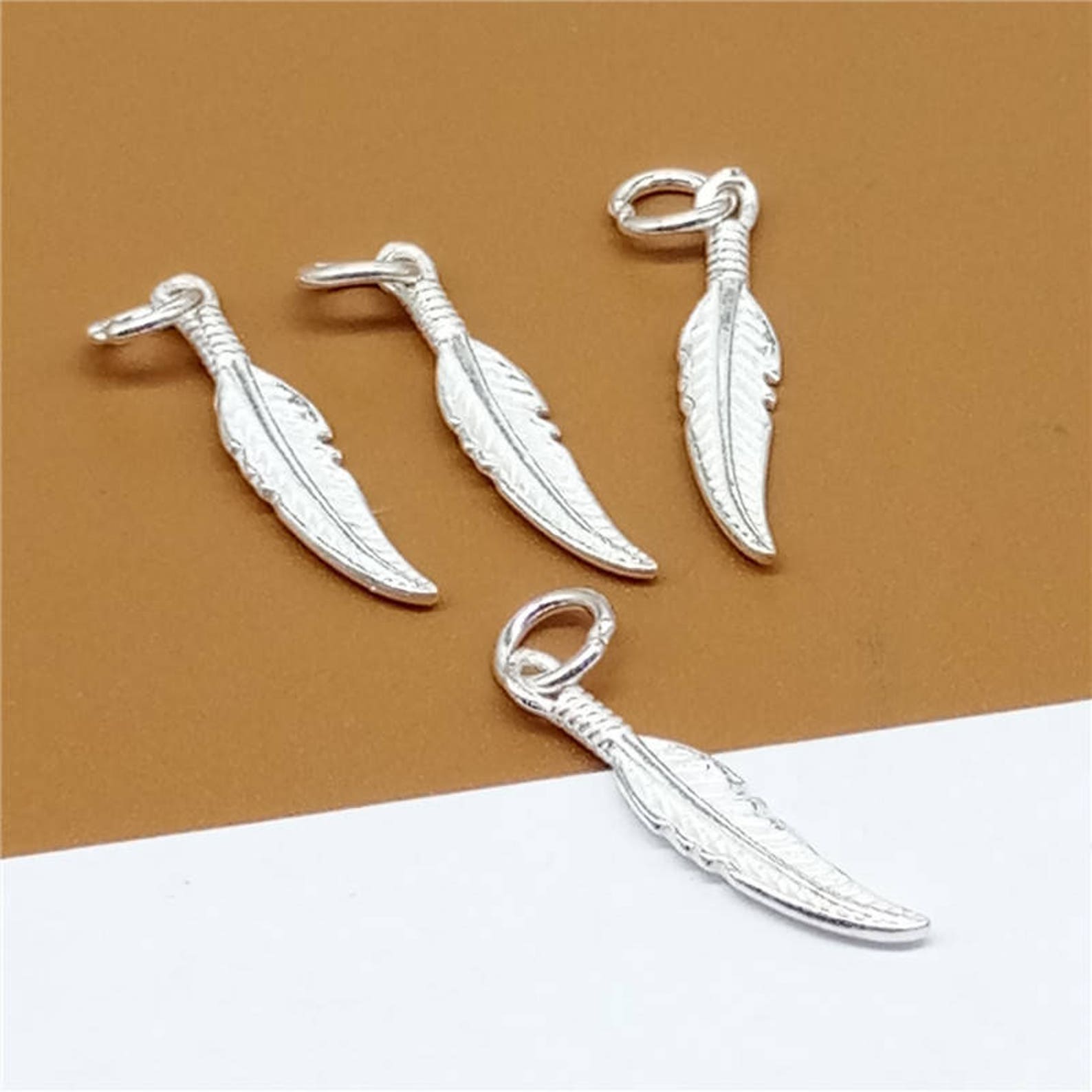 4 Sterling Silver Feather Charm Sterling Silver Bracelet - Etsy