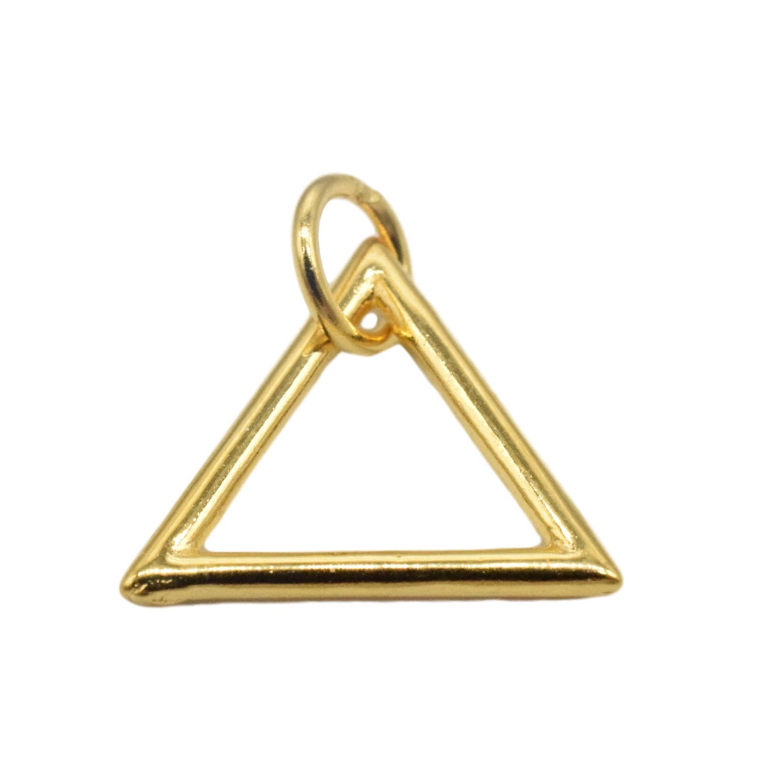 2 Sterling Silver Triangle Charm With Heavy 18K Gold Plated, 18K Gold ...
