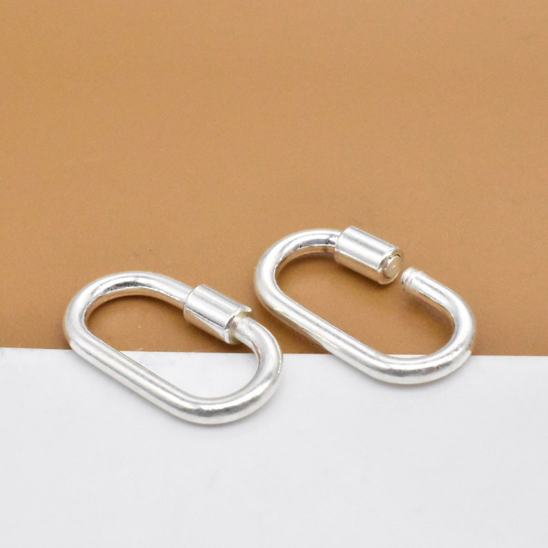 2 Sterling Silver Oval Screw Clasps 925 Silver Screw Clasps - Etsy