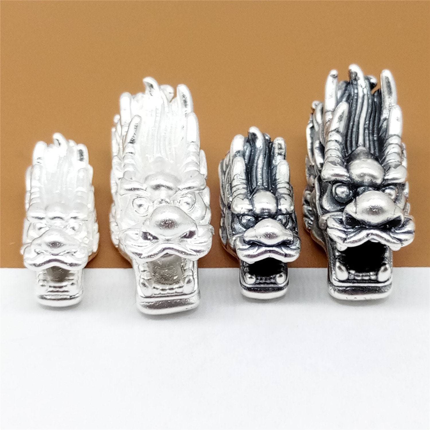 999 Fine Silver Dragon Bead 3D, Sterling Silver Dragon Bead, Fine ...
