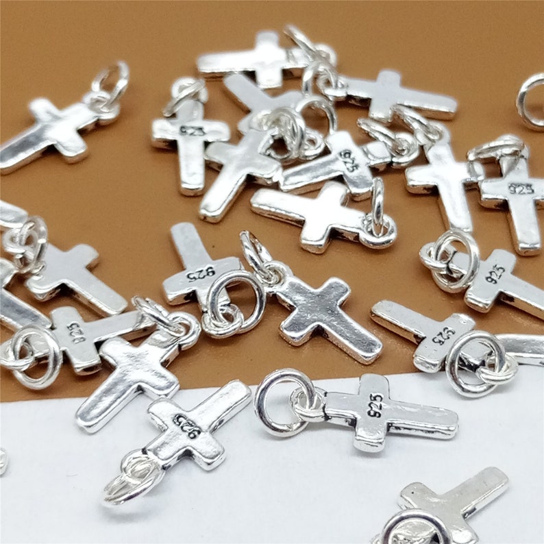 15 Sterling Silver Tiny Cross Charms Cross 925 Silver Cross - Etsy