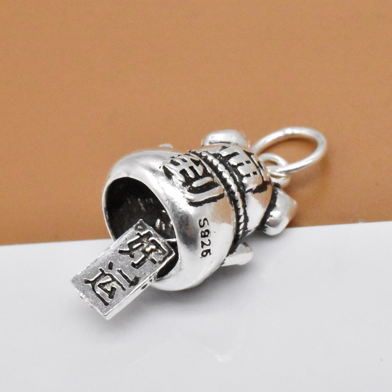 Sterling Silver Pig Bell Charm 925 Silver Good Luck Bell - Etsy