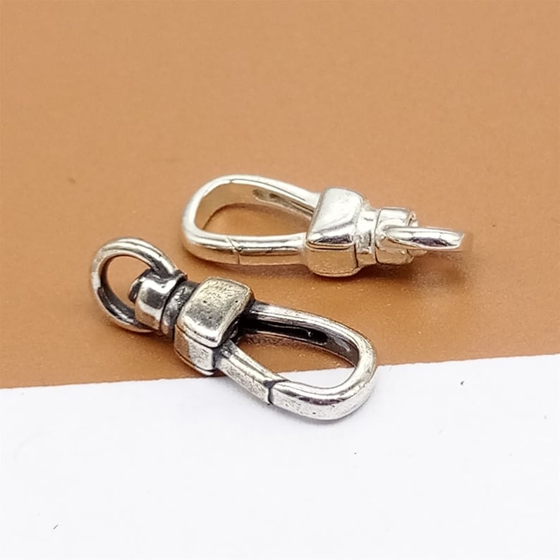 Sterling Silver Swivel Push Clasp, 925 Silver Hinged Ring Clasp, Spring ...