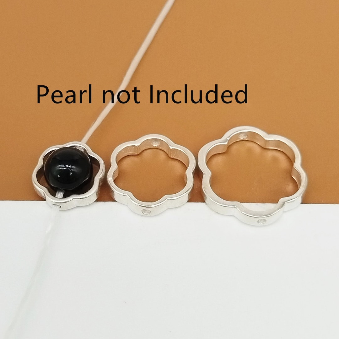 Sterling Silver Flower Bead Frame Fit 6mm 8mm 10mm Pearls, 925 Silver ...