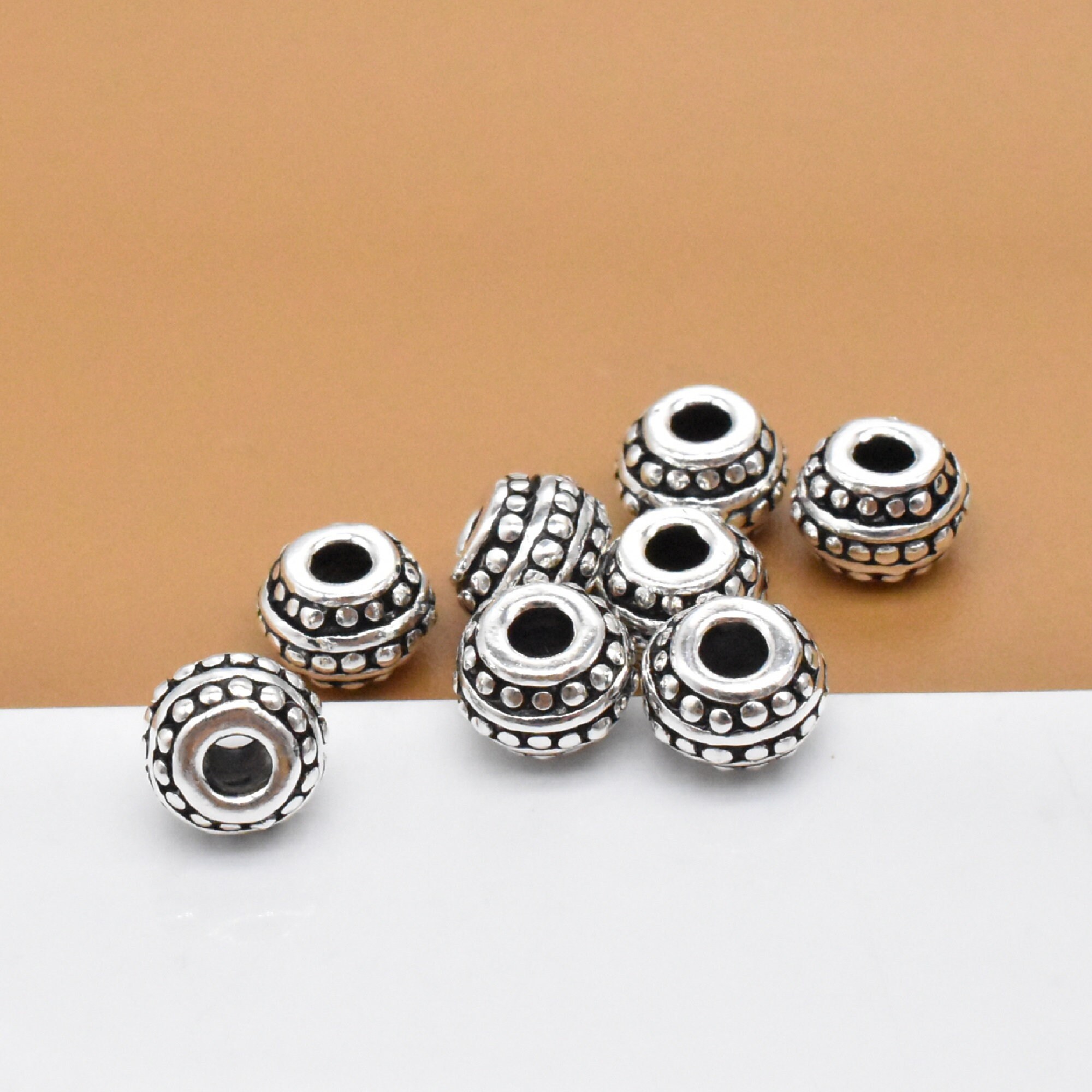 8 Sterling Silver Small Spacer Beads, Barrel Spacer Bead, 925 Silver ...