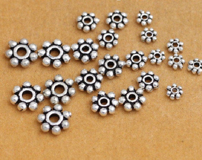 Sterling Silver Flower Round Bead 925 Silver Flower Bead - Etsy