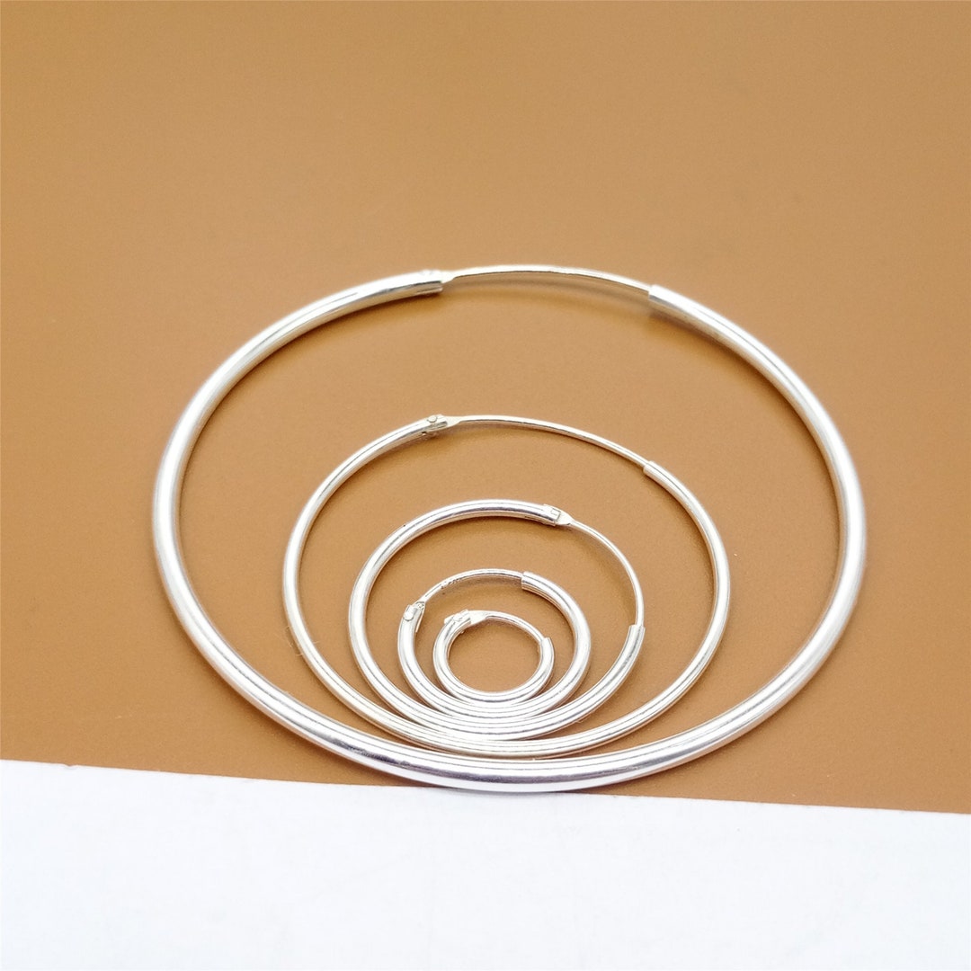 Sterling Silver Earring Hoops, 925 Silver Earwire Hoops, Endless Hoop ...