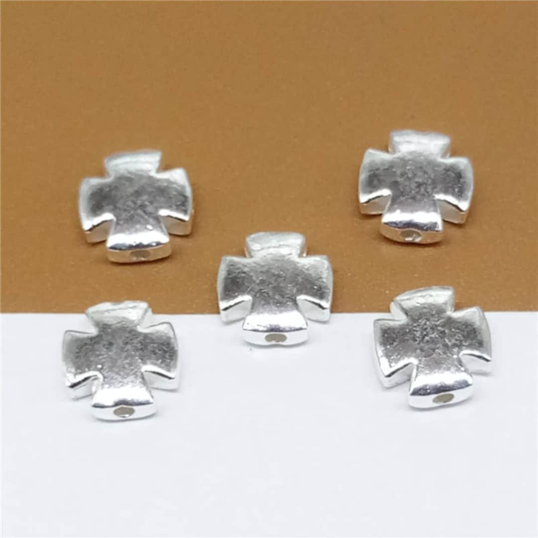 2 Sterling Silver Iron Cross Beads, Red Cross Beads, 925 Silver Cross ...