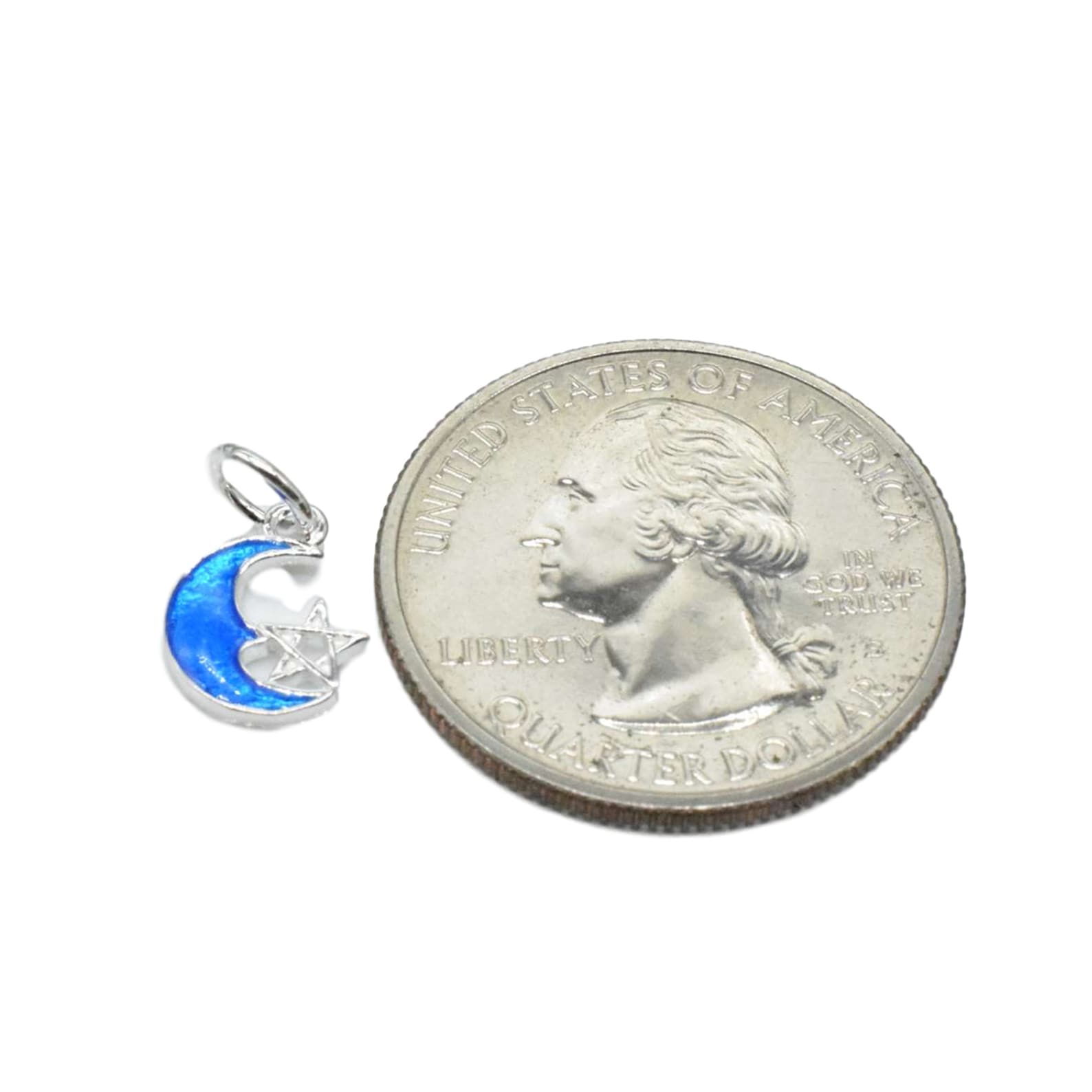 4 Sterling Silver Blue Moon Charms Enameled, 925 Silver Moon and Star ...