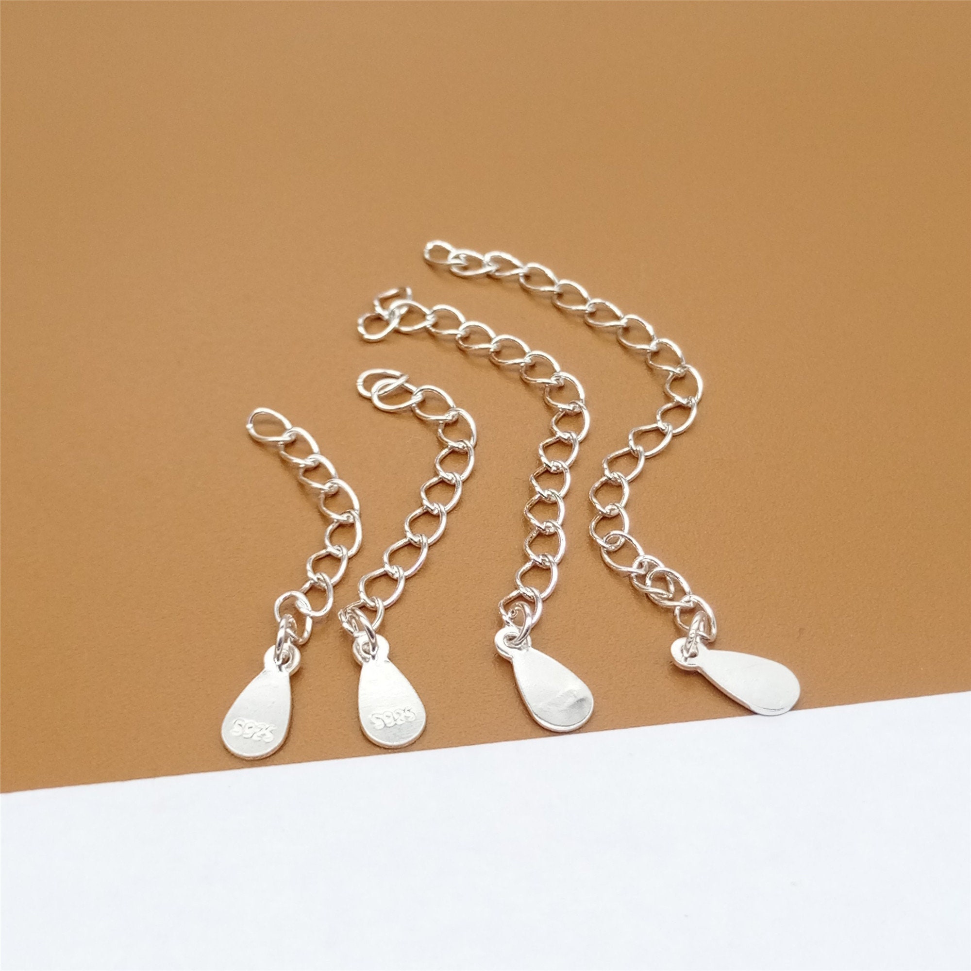 8 Sterling Silver Chain Extensions, Extender Chains, 925 Silver ...