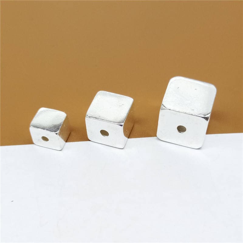 Sterling Silver Cube Beads, Sterling Cube Beads, 925 Silver Cube Beads ...