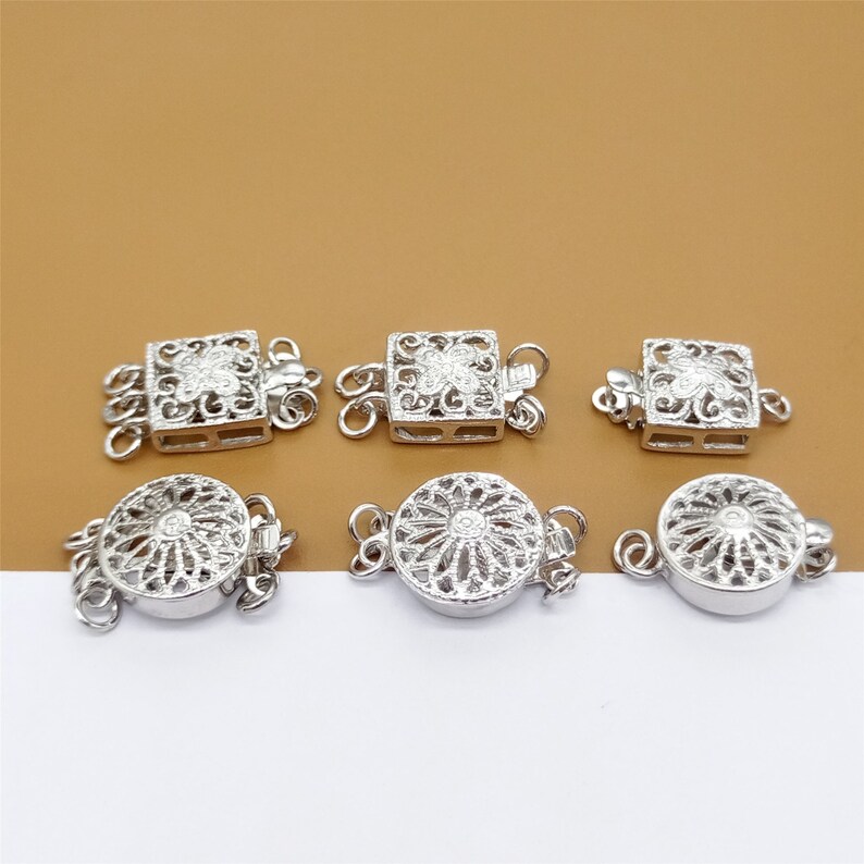 2 Sterling Silver Filigree Clasps W/ Rhodium Plated Pearl | Etsy