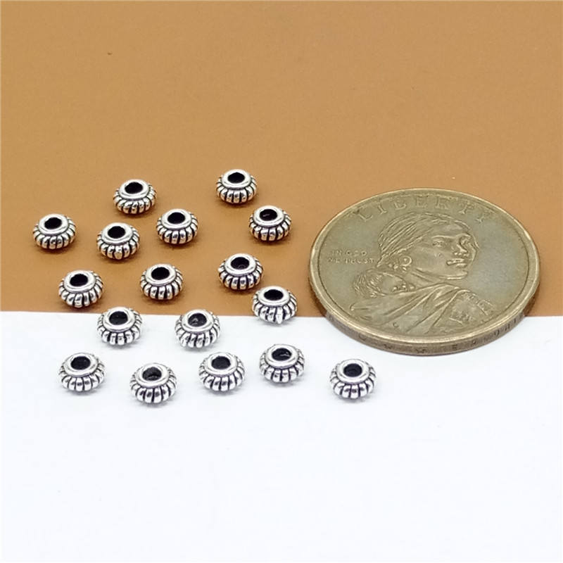 20 Sterling Silver Spacer Beads 5mm, 925 Silver Spacer Beads, Gear ...