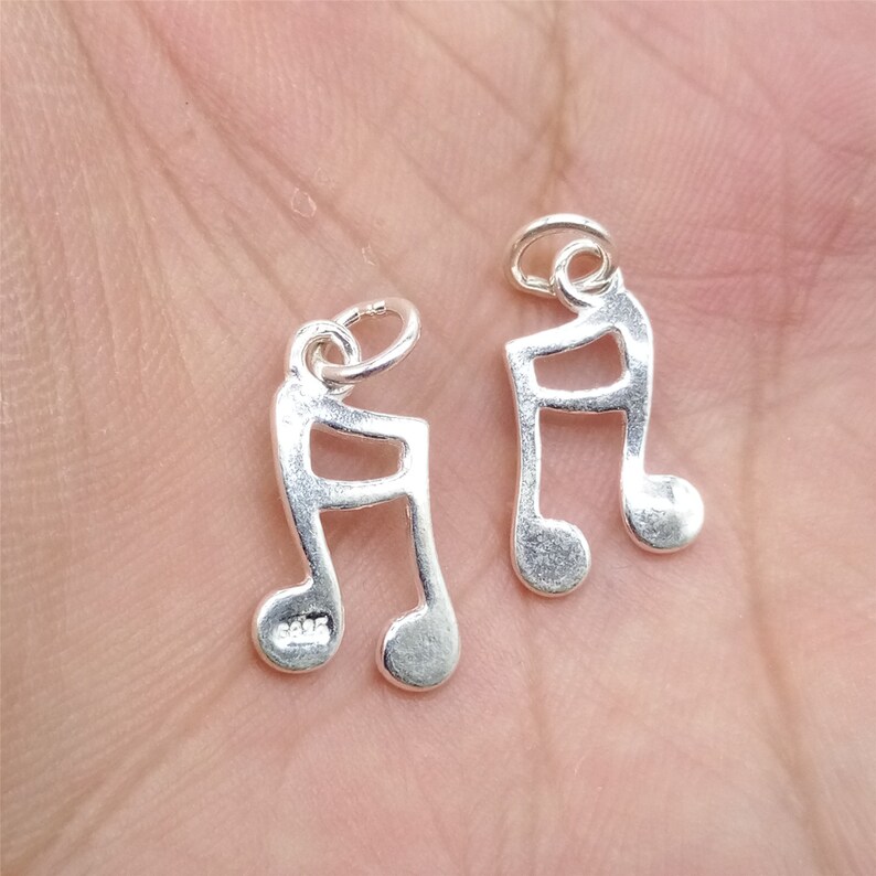 5 Sterling Silver Music Notes Charms 925 Silver Music Charms - Etsy