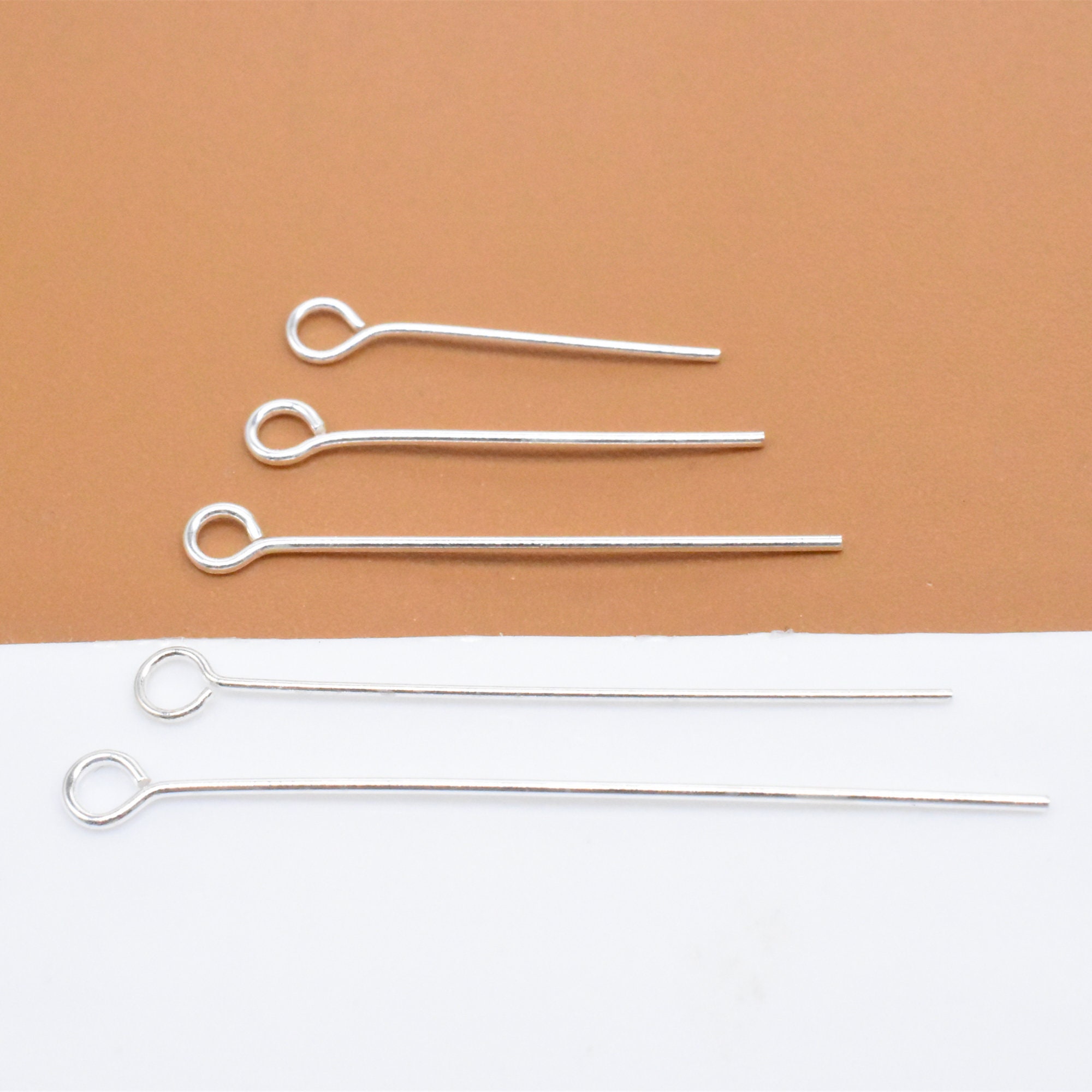 25 Sterling Silver Eye Pins, 925 Silver Eyepins, Sterling Silver Loop ...