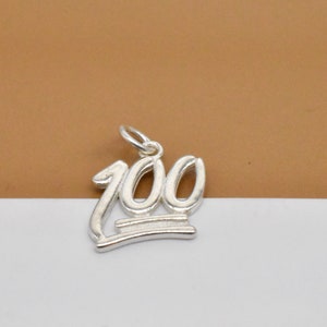 4 Sterling Silver One Hundred Charms, 925 Silver Number 100 Charm ...