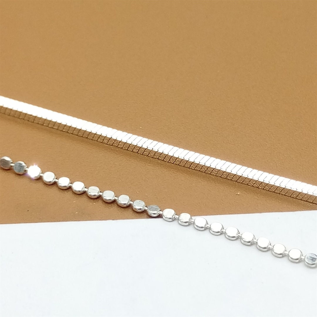 Sterling Silver Square Snake Chain, Bulk Snake Chain, 925 Silver Flat ...