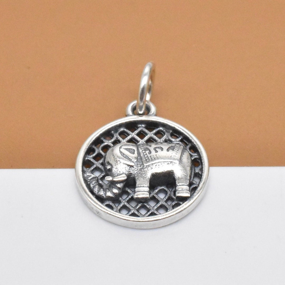 Sterling Silver Elephant Charms, 925 Silver Circle Elephant Charms ...