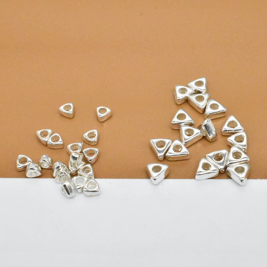 Sterling Silver Triangle Spacer Beads, 925 Silver Triangle Beads, Tiny ...