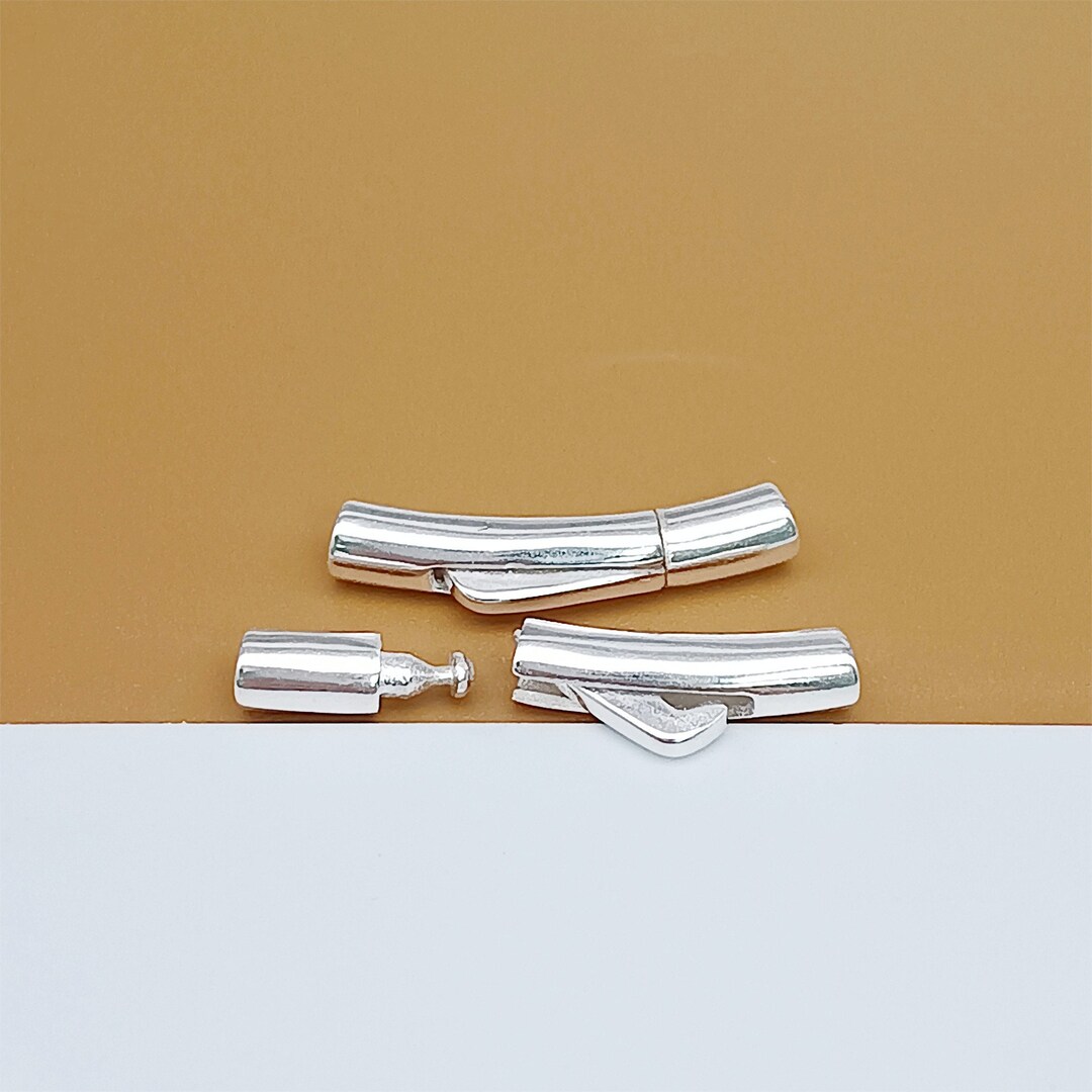 2 Sterling Silver Bayonet Clasp, 925 Silver Bayonet Clasp, Shiny Tube ...