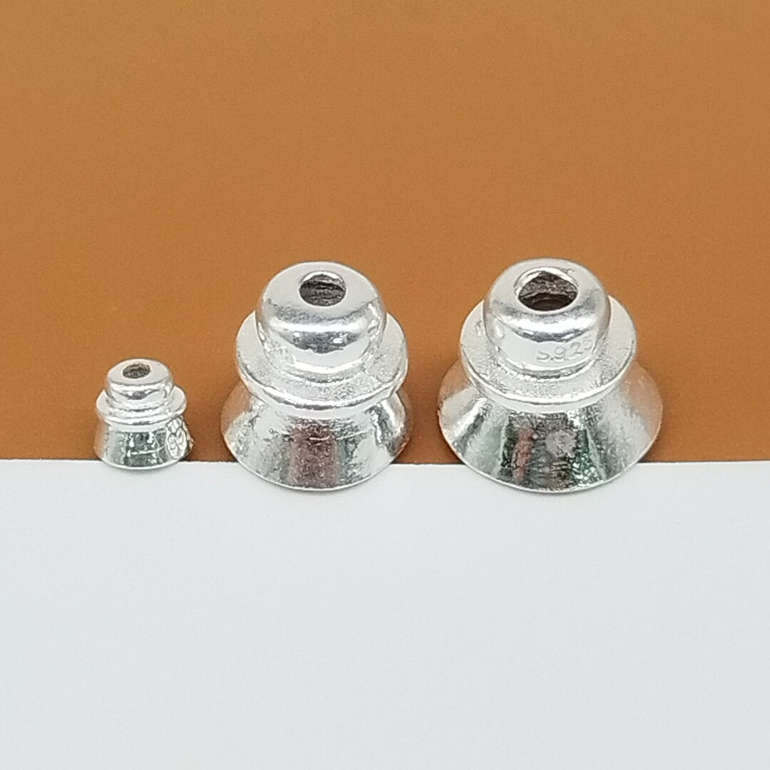 Sterling Silver Bead Cone Spacer, 925 Silver Bead Cone, Shiny Cone Bead ...