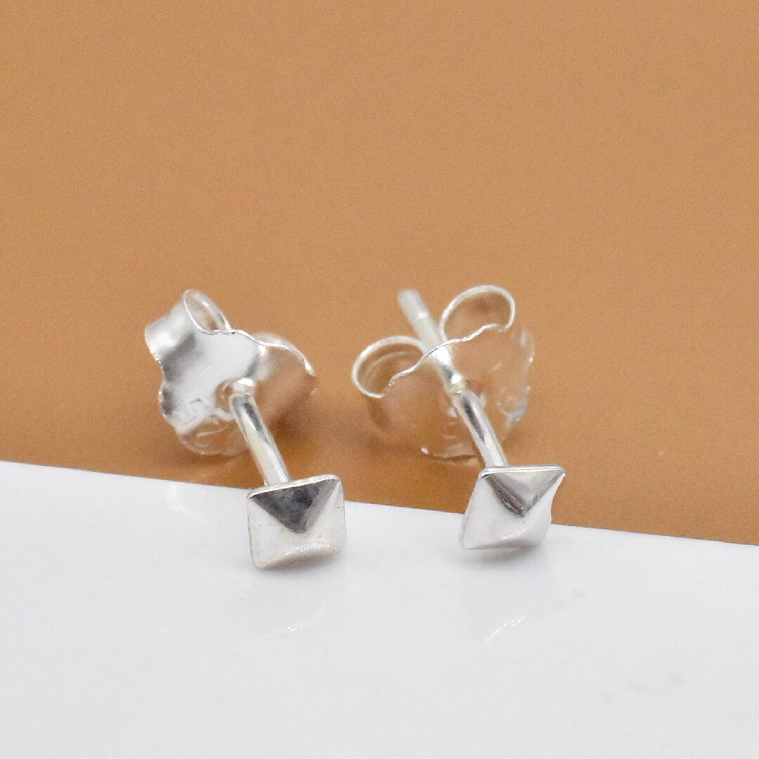 20 Pairs Sterling Silver Square Earring Posts, 925 Silver Square Post ...