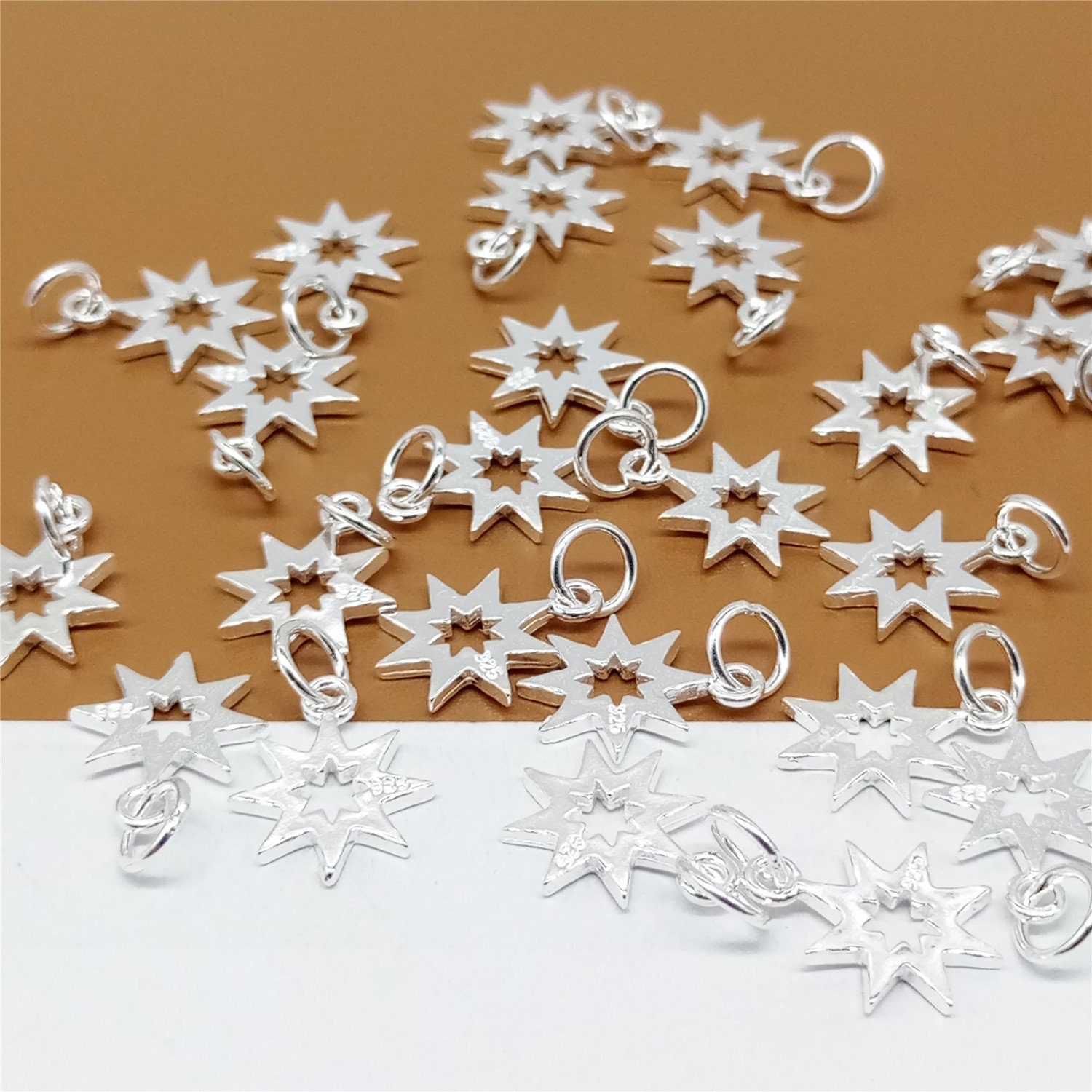 10 Sterling Silver Sun Charms Small Sunshine Charms Shiny | Etsy