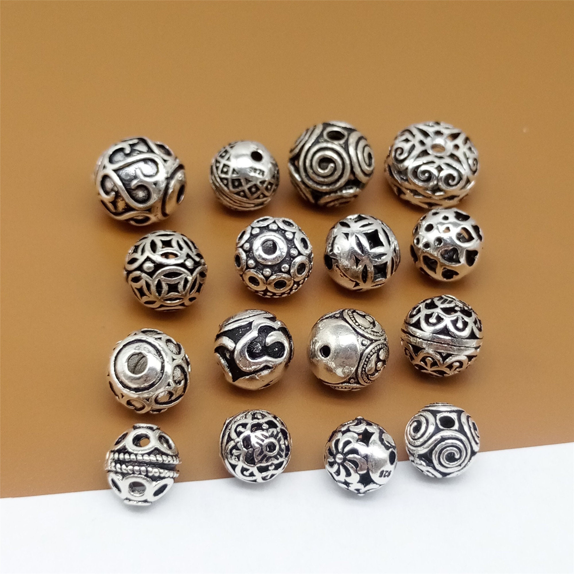 2 Sterling Silver Round Beads Oxidized Beads Spiral Bead - Etsy