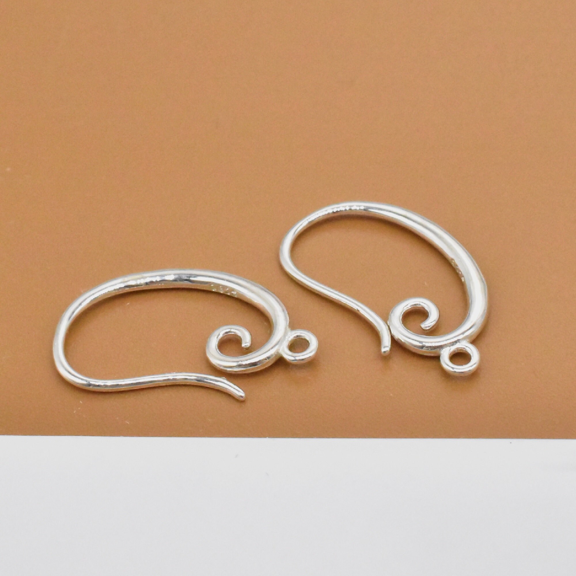 2 Pairs Sterling Silver Ear Wires Spiral Design, 925 Silver Earring ...