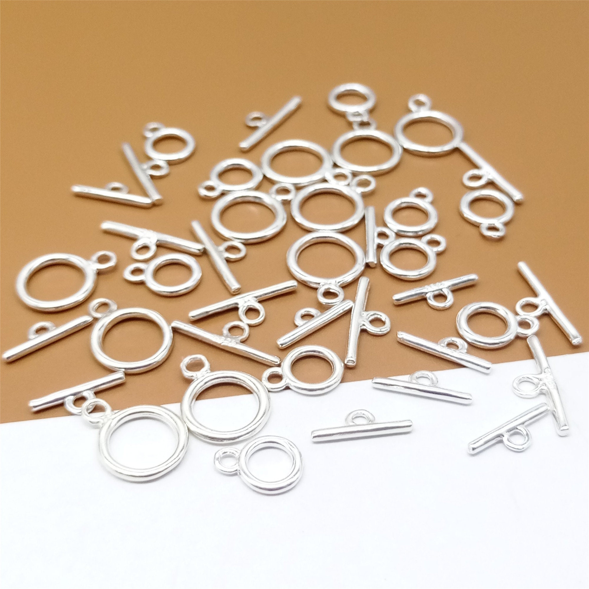 5 Sterling Silver Small Toggle Clasps, Circle 6mm 8mm, 925 Silver ...
