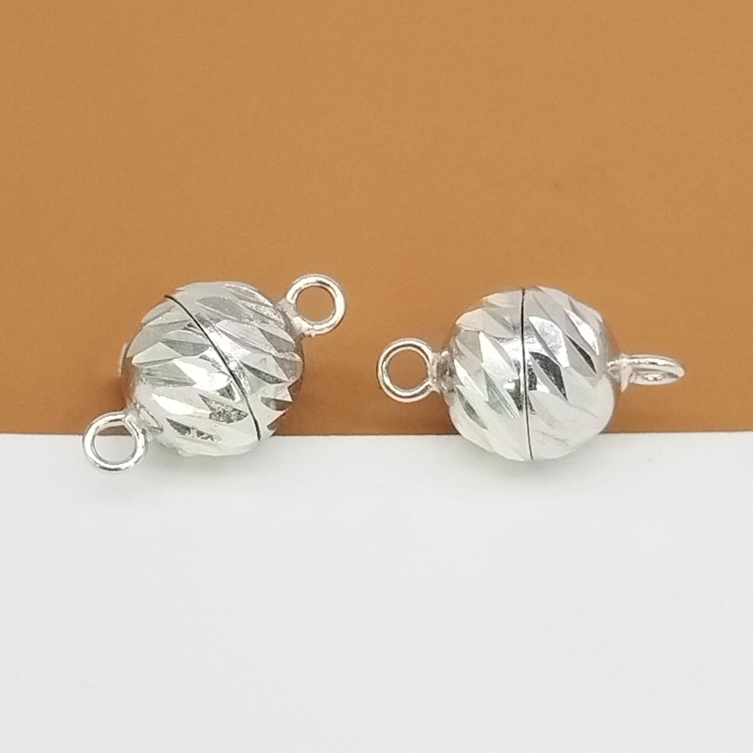 2 Sterling Silver Magnetic Clasps, 925 Silver Magnet Clasp With Rhodium ...