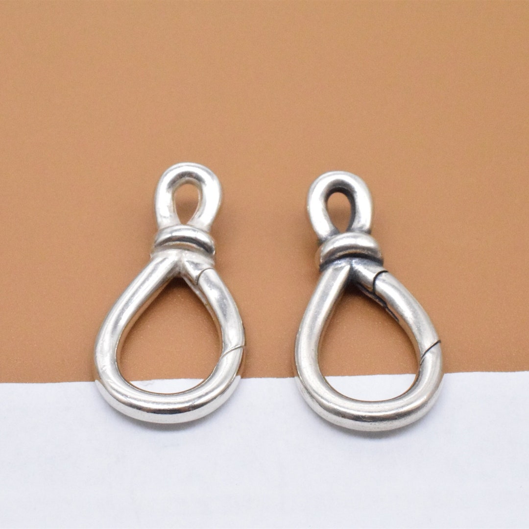 925 Sterling Silver Bar Push Clasp, Infinity Spring Gate Clasp, Push ...