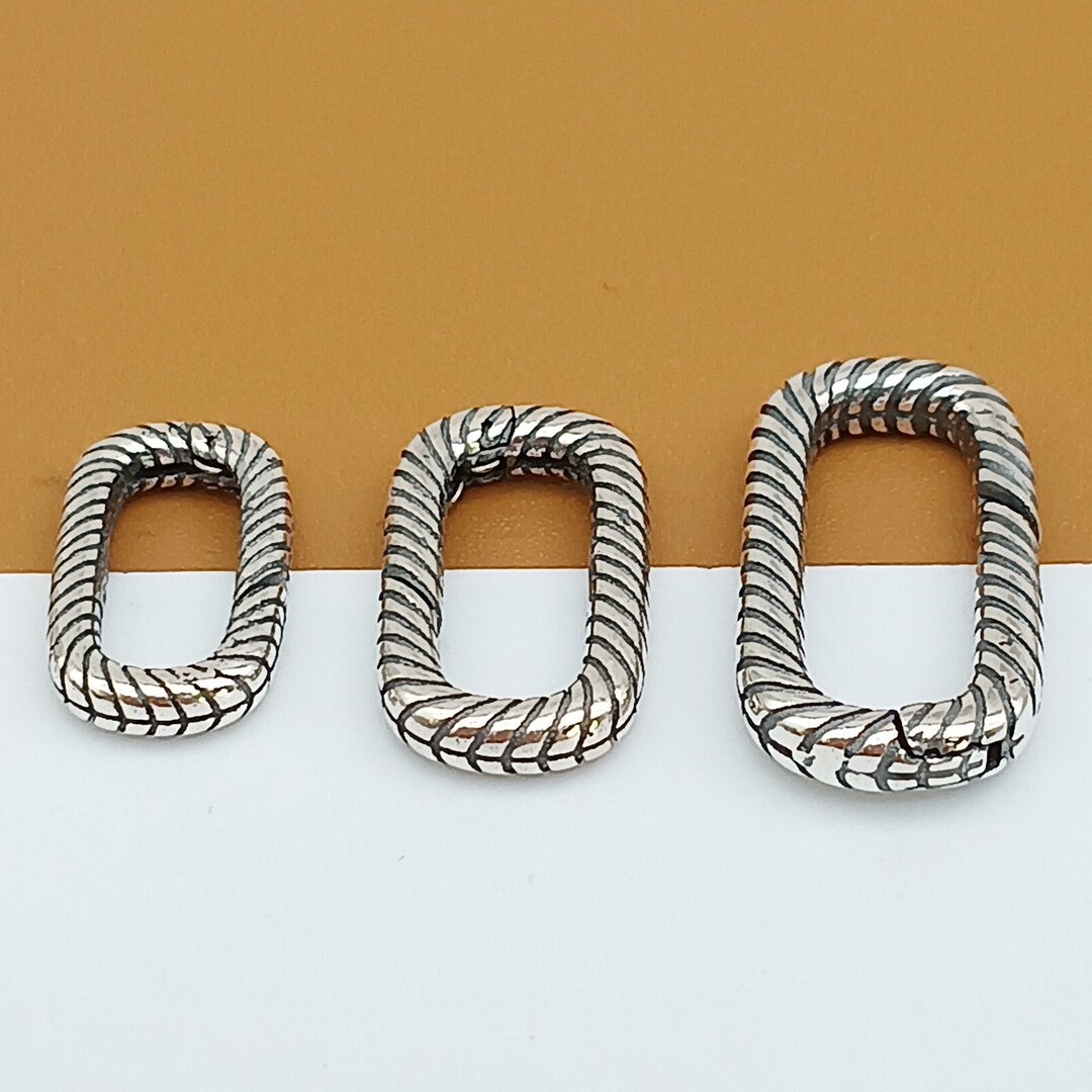 4 Sterling Silver Push Clasps Twist Corrugated, 925 Silver Oval Gate ...