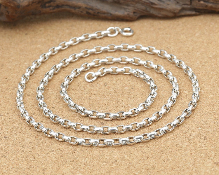 Sterling Silver Square Cable Chain, Sterling Square Rolo Chain, Belcher ...