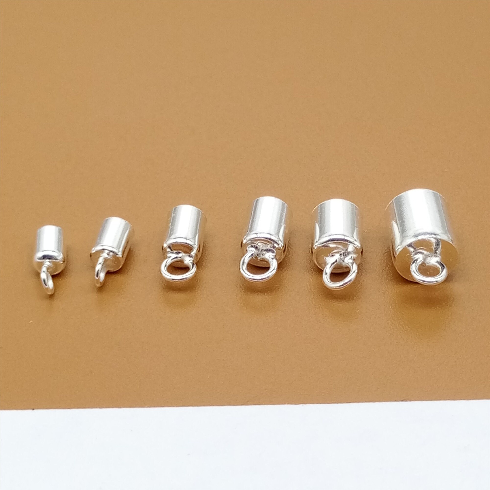 10 Sterling Silver Cord End Caps, 925 Sterling Silver Leather Cord End ...