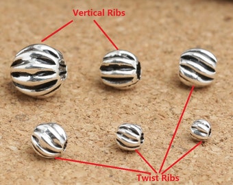 Sterling Silver Diamond Cut Beads Moon Cut Beads Corrugated - Etsy