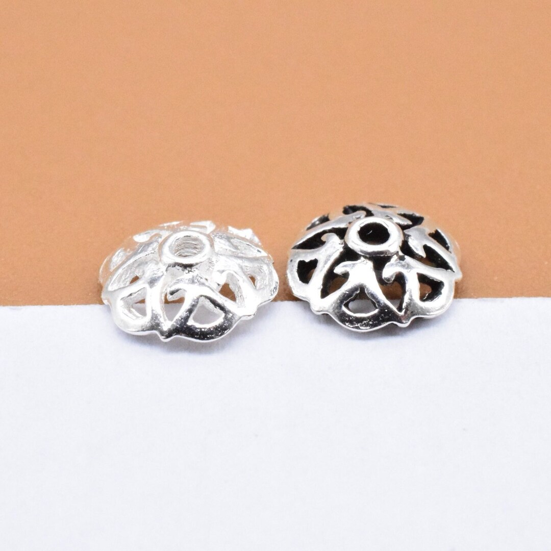 30 Sterling Silver Flower Bead Caps, 925 Silver Bead Cap, Floral Bead ...