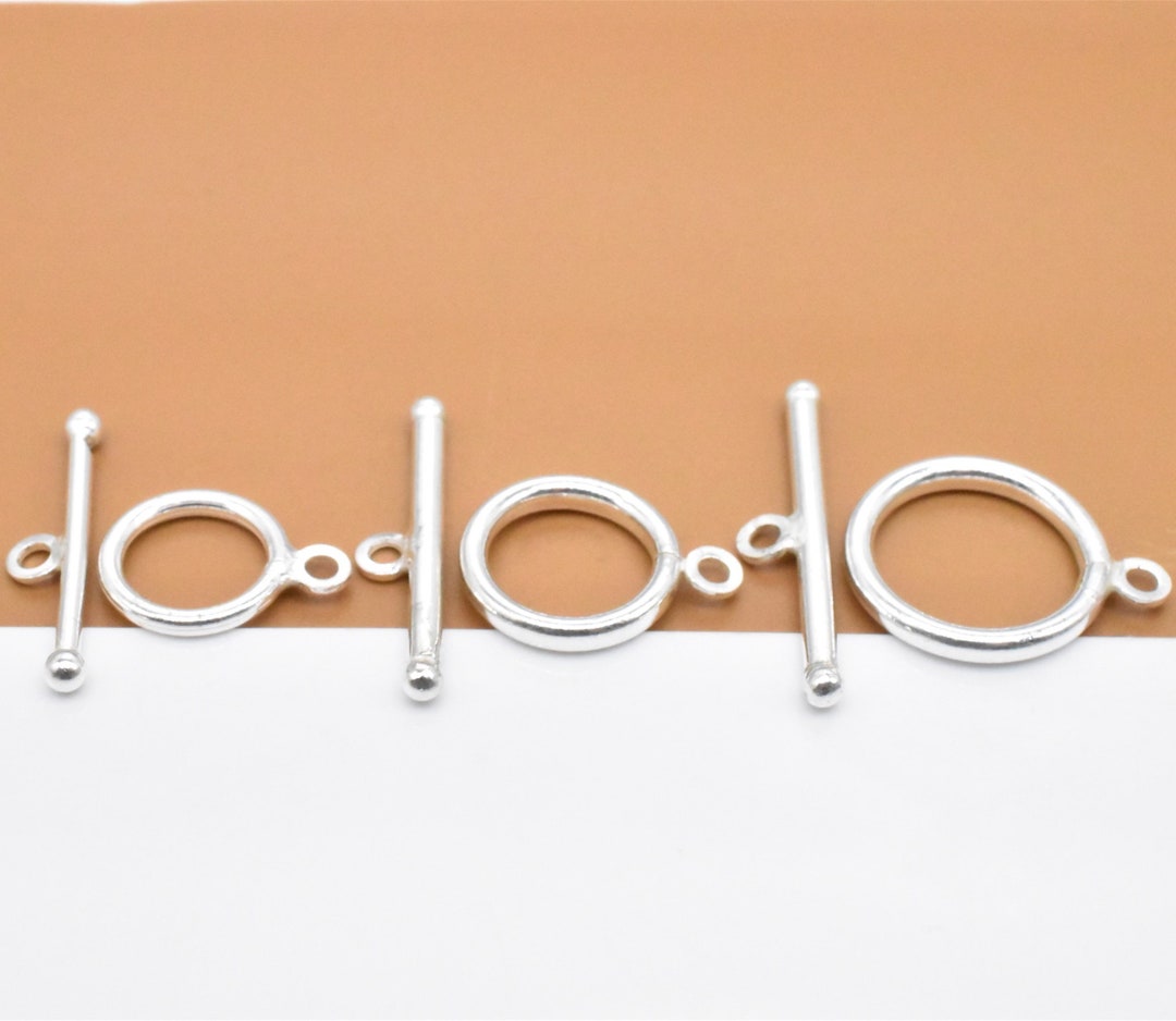 5 Sterling Silver Toggle Clasps, Circle 11mm, 13mm, 15.5mm, 925 Silver ...